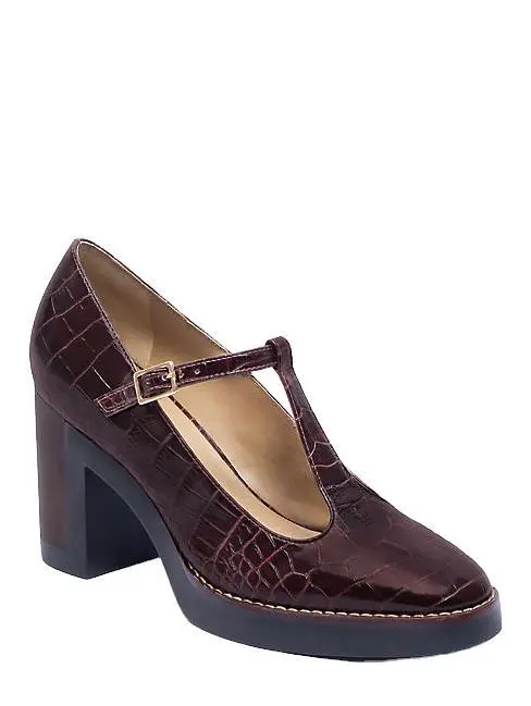 Bernardo Noto T-strap Mary Jane Heels - Chocolate