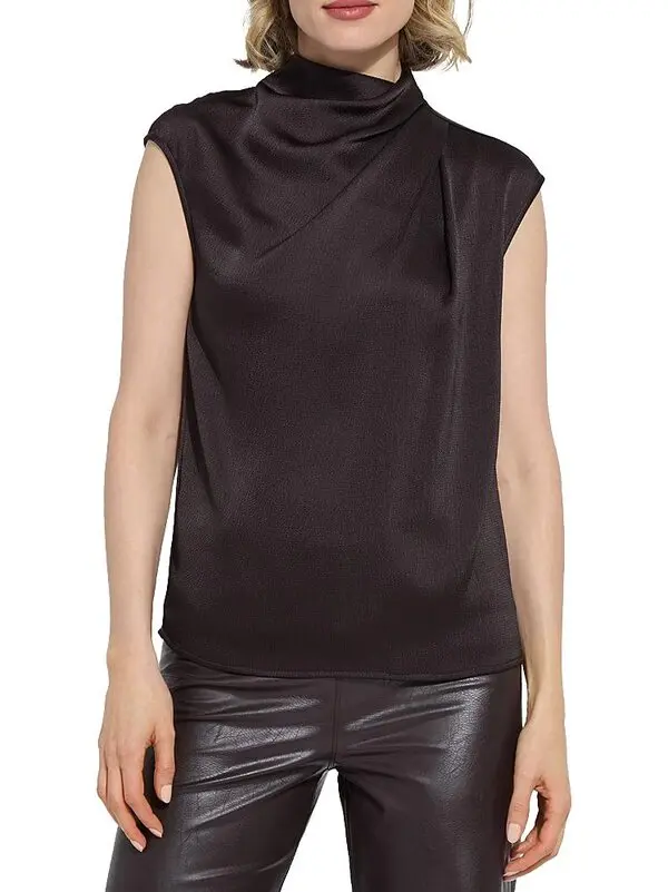 Lyssé Aisha Draped Satin Top - Double Espresso