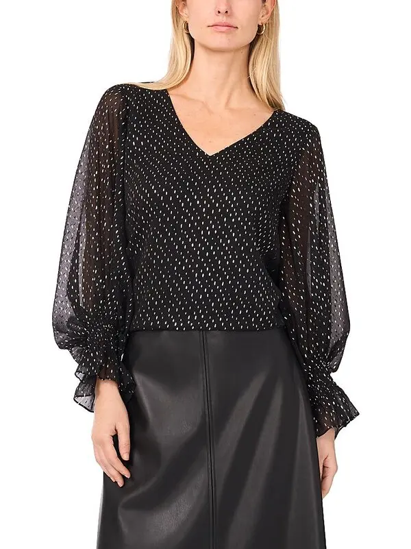 Vince Camuto Balloon Sleeve Top - Rich Black