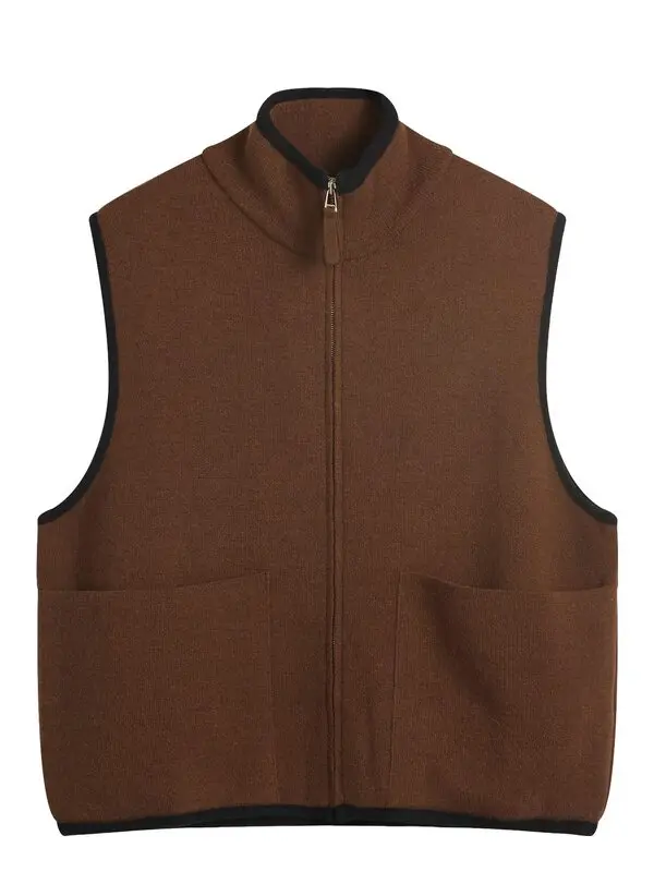 NOTHING WRITTEN Zip-up Vest - Camel