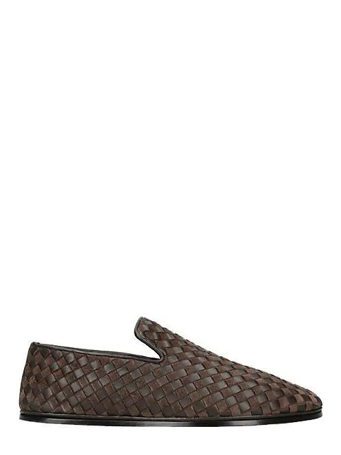 Bottega Veneta Intrecciato Leather Slippers - Dark Brown