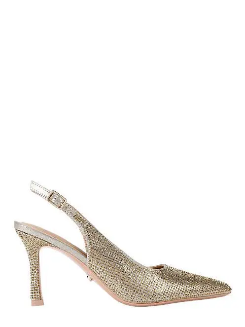 Carvela Corletta Woven Heeled Slingback Courts - Gold