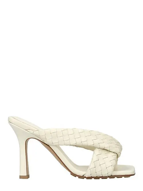 Bottega Veneta Riva 90 Intrecciato Leather Mules - Cream