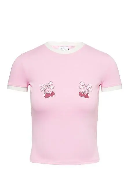 Bo+tee Printed Cotton-jersey T-shirt - Baby Pink
