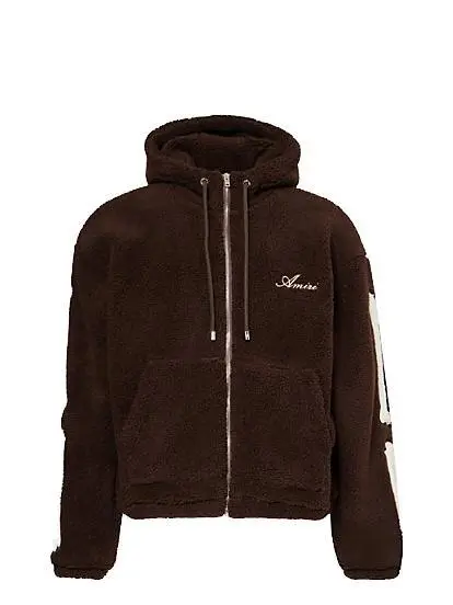 Amiri Logo-embroidered Fleece Hoody - Dark Brown