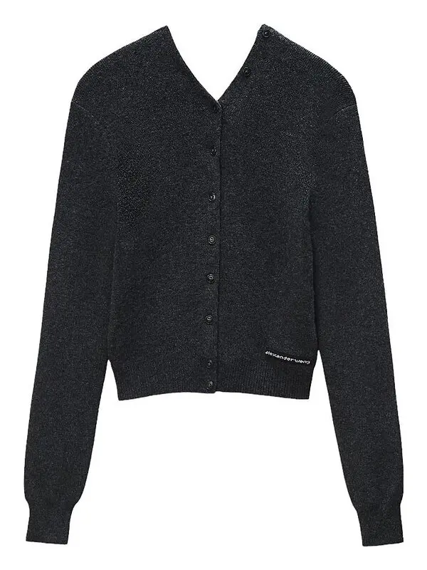 Alexander Wang Wool Blend V-neck Cardigan Sweater - Charcoal