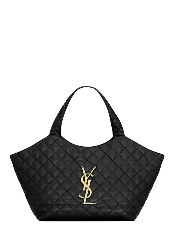 Saint Laurent Icare Medium Tote In Quilted Nappa - Black