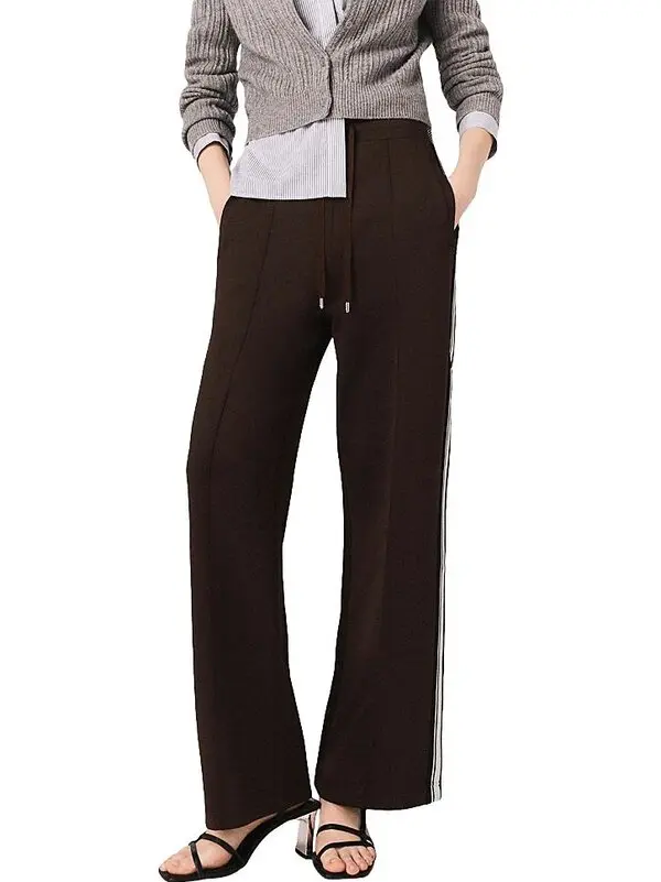 Maje Polympic Straight Leg Striped Trousers - Dark Brown