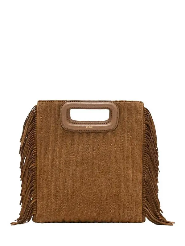 Maje M Suede Leather Bag - Camel