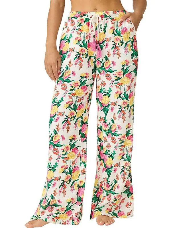 PQ Floral Wide Leg Pants - White