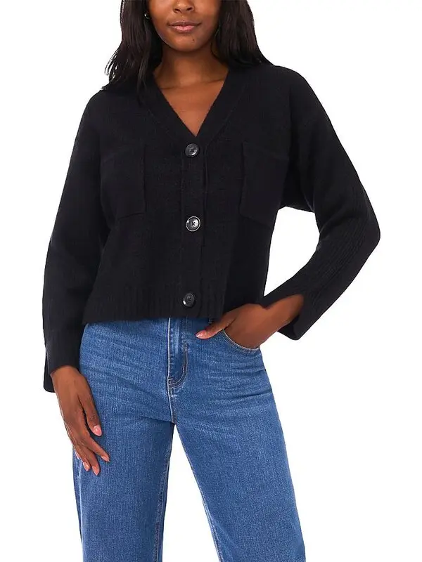 1.State V-neck Split Cuff Cardigan - Rich Black