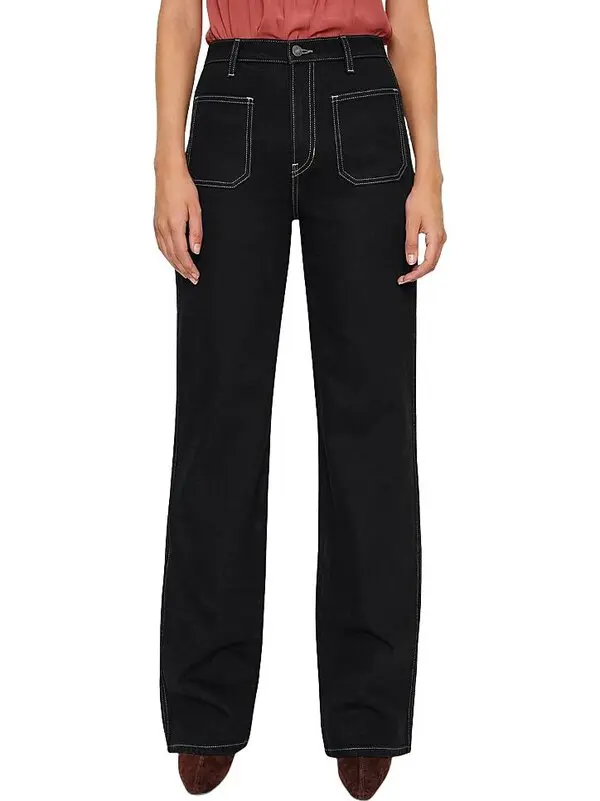 REFORMATION Alyssa Stretch High Rise Wide Leg Jeans - Black
