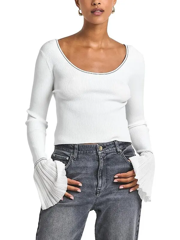 Derek Lam 10 Crosby Calliope Rib Knit Top - White
