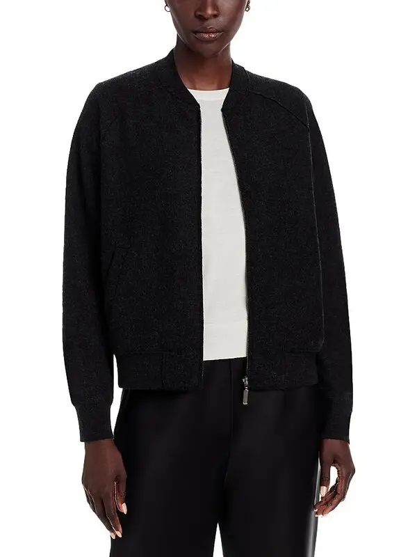 Eileen Fisher Wool Stand Collar Jacket - Charcoal