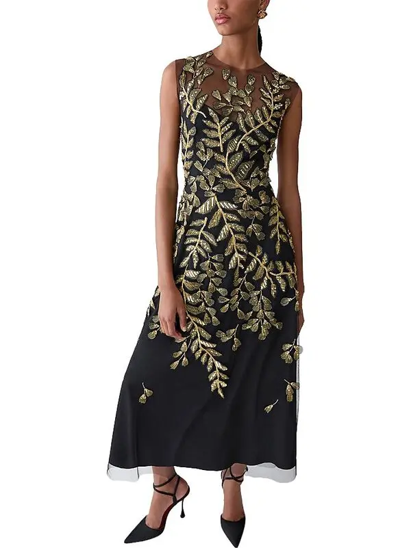 Carolina Herrera Embellished Sleeveless Dress - Black/gold
