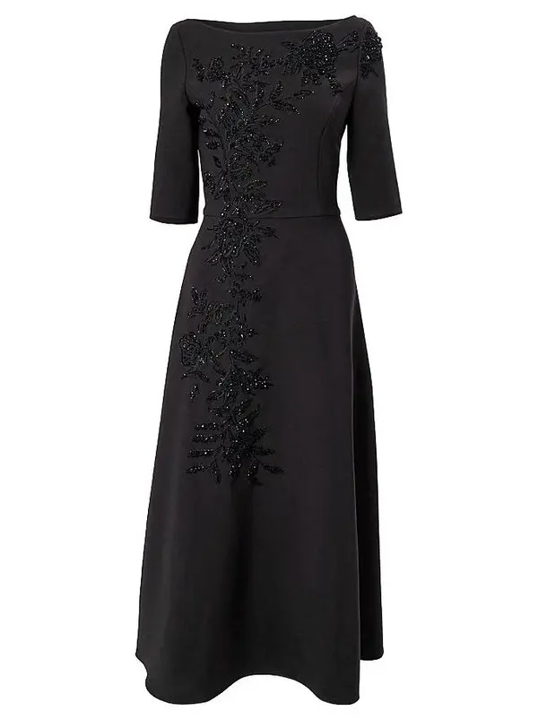Carolina Herrera Embellished Boat Neck Dress - Black
