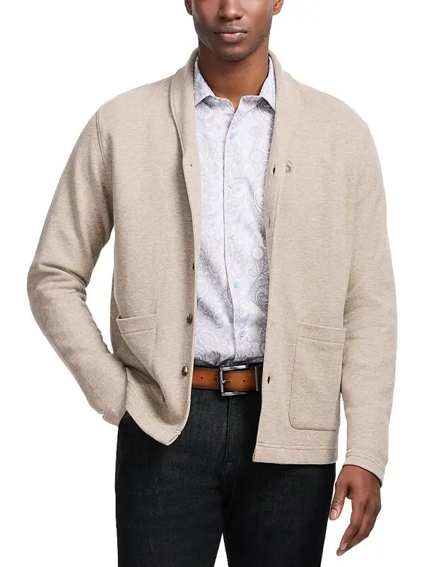 Robert Graham Cotton Knit Shawl Cardigan - Tan