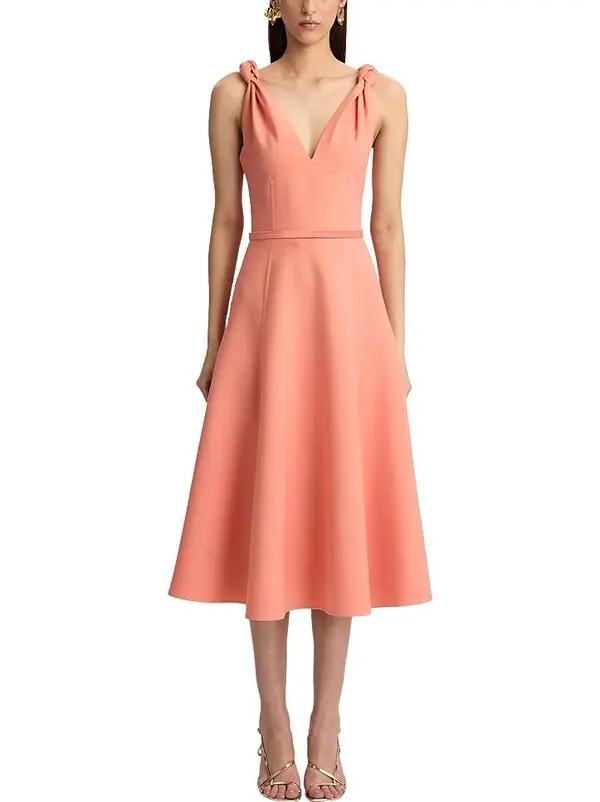 Oscar De La Renta Twist Strap Sleeveless Dress - Apricot