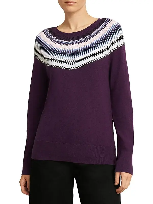 HOBBS LONDON Fair Isle Pullover Jumper - Vibrant Plum