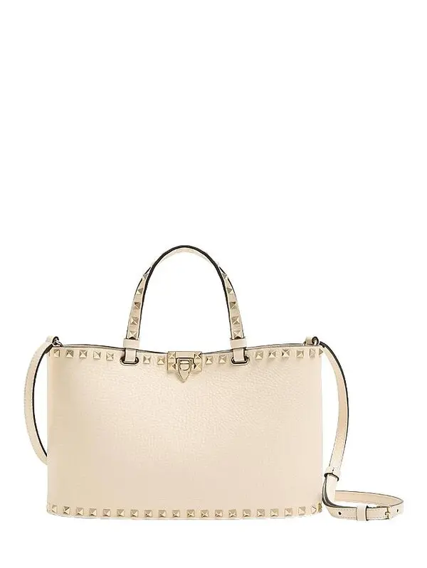 Valentino Garavani Rockstud Small Top Handle Bag - Light Ivory