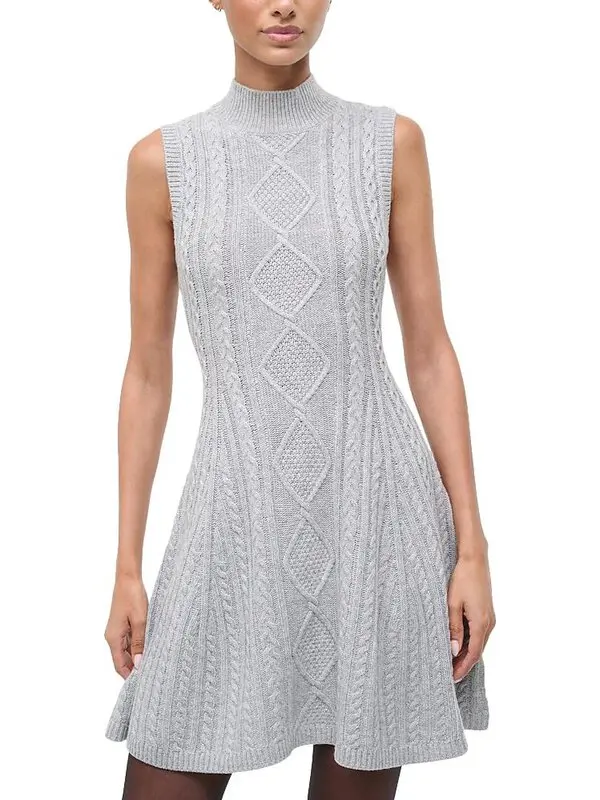 Staud Charade Cable Knit Sweater Dress - Heather Grey