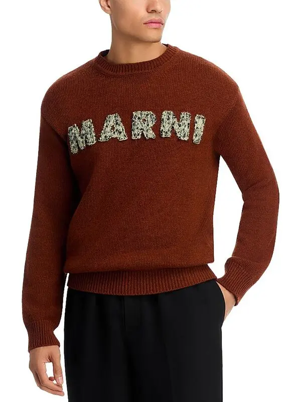 Marni Wool And Alpaca Boucle Logo Sweater - Maroon