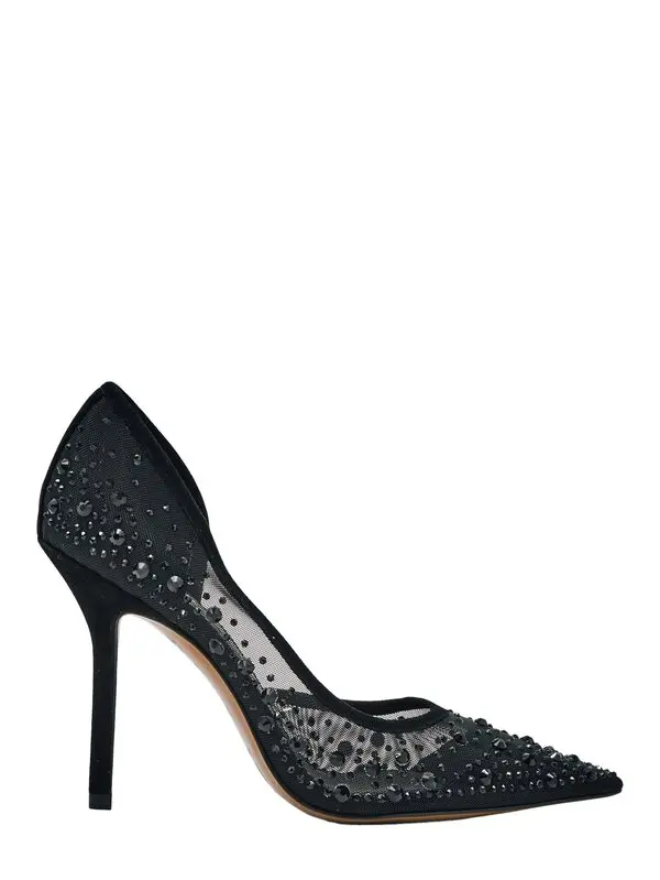REISS Emily Crystal-embellished Mesh Court Shoes - Black