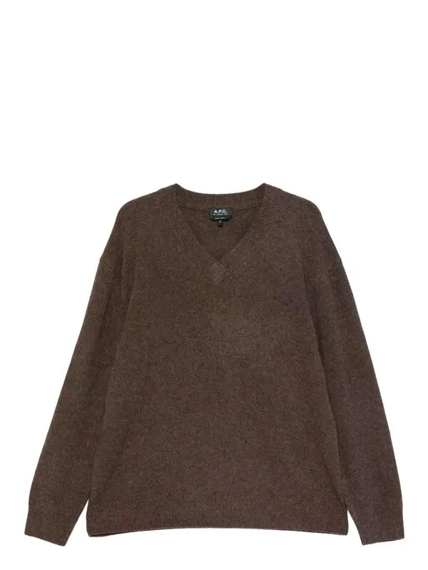 A.p.c. V-neck Long Sleeve Sweater - Brown