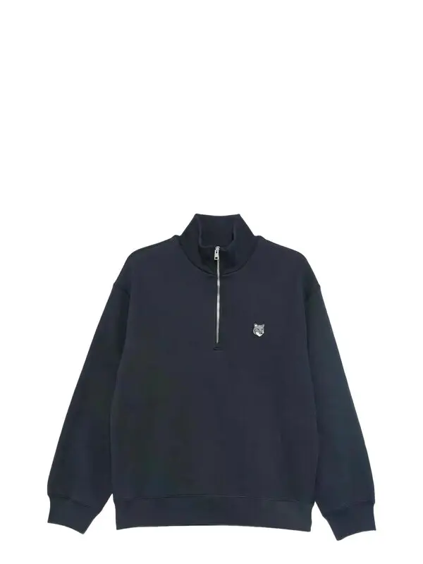 Maison Kitsuné Fox-head Half-zip Sweatshirt - Blue