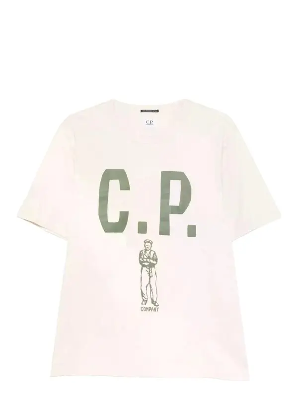 C.P. COMPANY Mercerized Crew-neck T-shirt - Neutrals