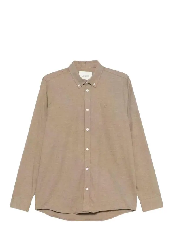 LES DEUX Logo-embroidered Shirt - Brown