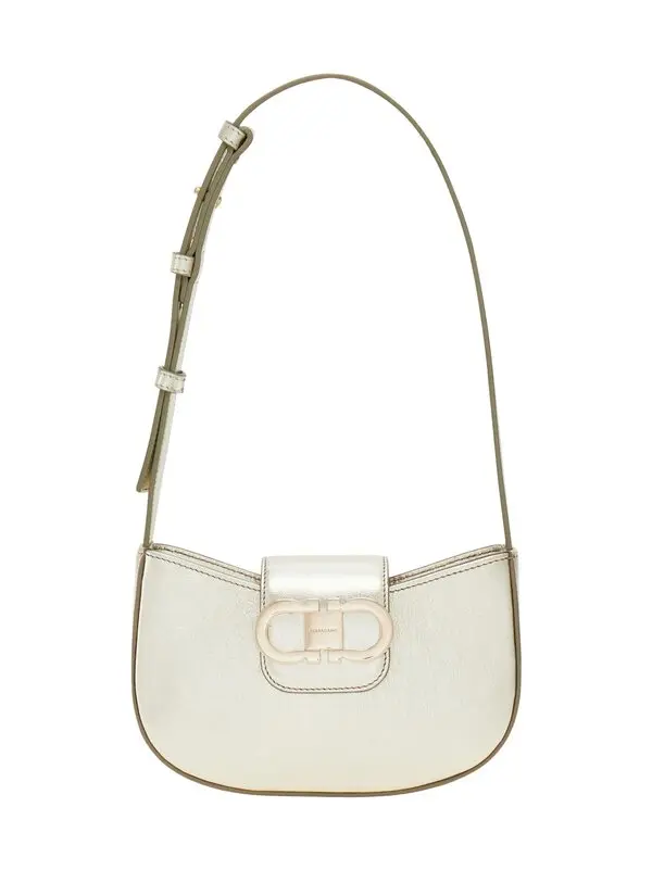FERRAGAMO Double Gancini Mini Shoulder Bag - Beige
