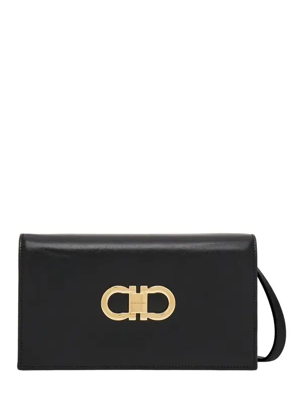 FERRAGAMO Double Gancini Mini Shoulder Bag - Black