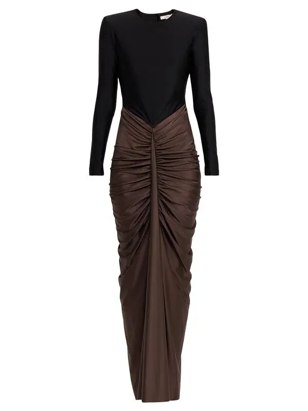 ET OCHS Tate Draped Two-tone Column Gown - Black/choc