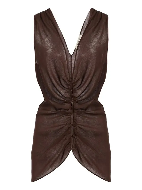 COLLEEN ALLEN Exclusive Silk-chiffon Sleeveless Top - Brown