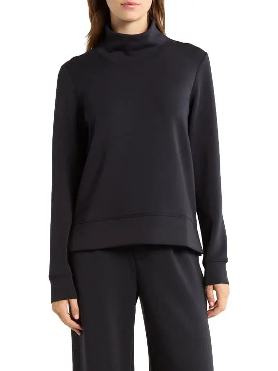 MPG Dreamweave Recycled Polyester Blend Mock Neck Sweatshirt - Black