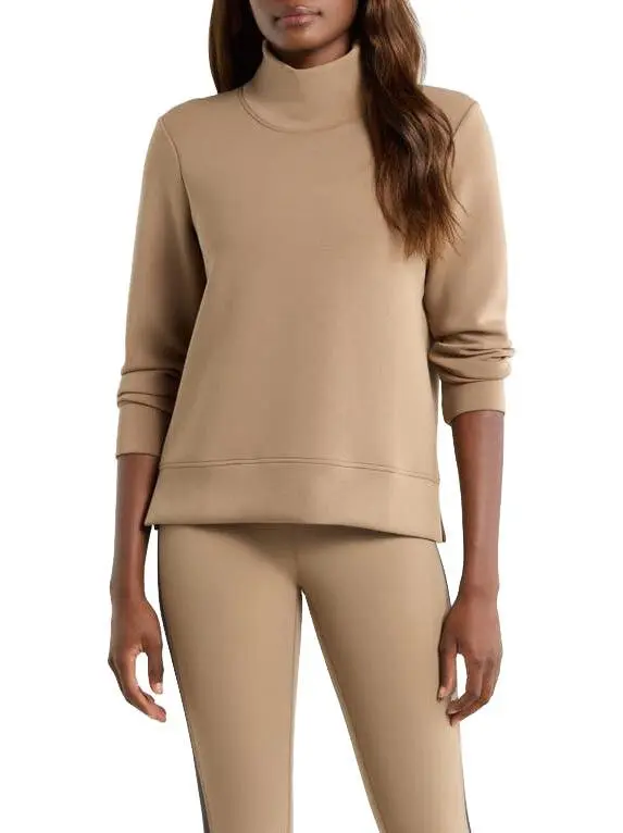 MPG Dreamweave Recycled Polyester Blend Mock Neck Sweatshirt - Caribou