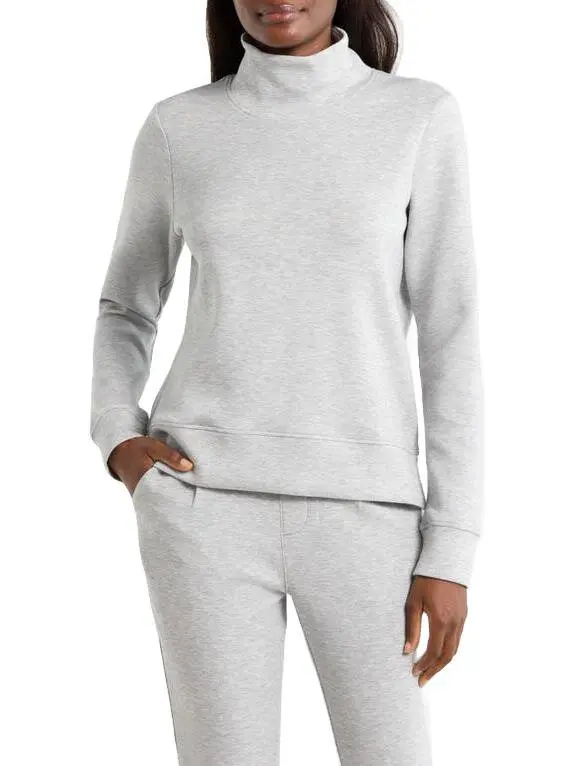 MPG Dreamweave Recycled Polyester Blend Mock Neck Sweatshirt - Heather Concrete