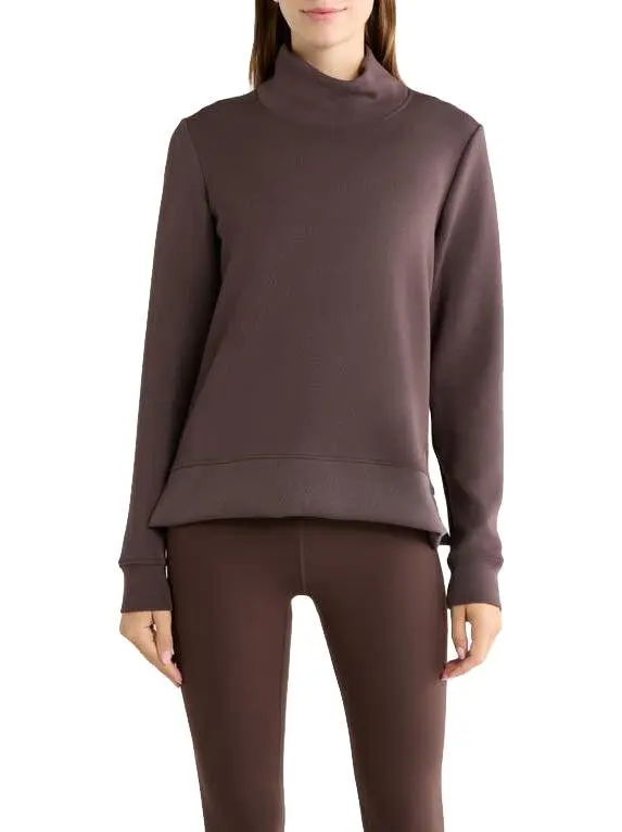 MPG Dreamweave Recycled Polyester Blend Mock Neck Sweatshirt - Java