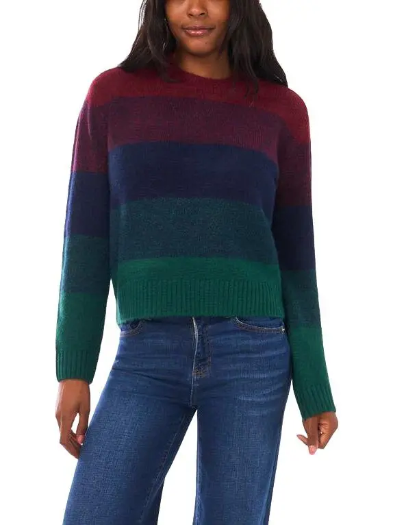 Vince Camuto Stripe Crewneck Sweater - Earth Red