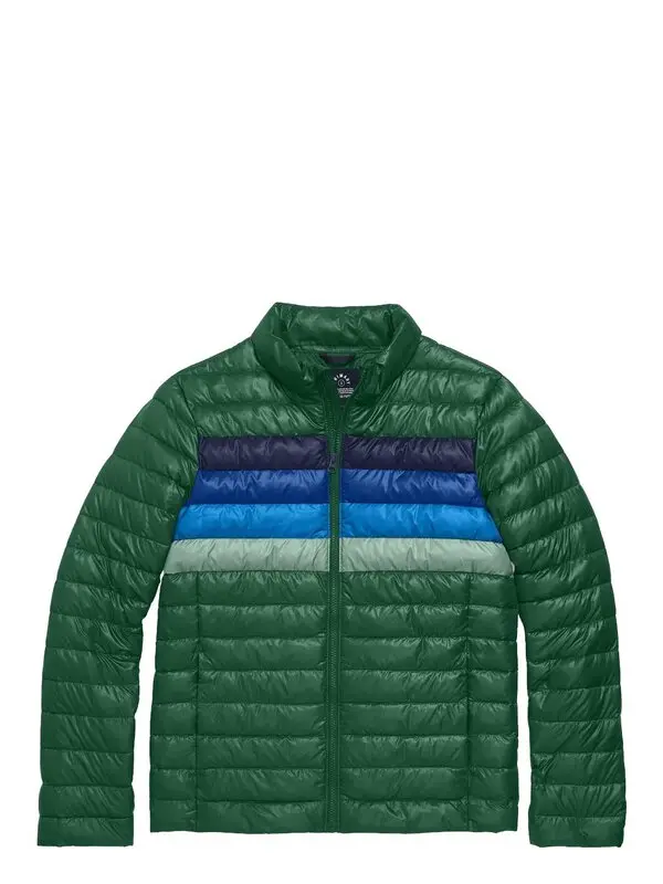 PRIMARY Stripe Puffer Jacket - Evergreen Placed Stripe
