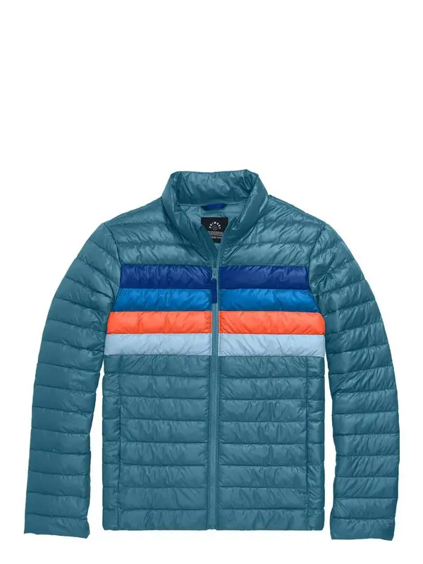 PRIMARY Stripe Puffer Jacket - Slate Blue Placed Stripe