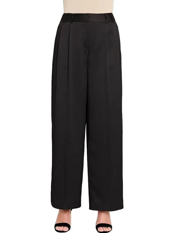 TAHARI ASL Crinkled Satin Wide-leg Pants - Black