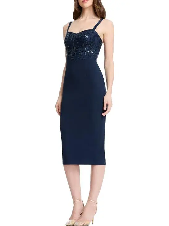 Dress The Population Embellished Bustier Cocktail Dress - Navy