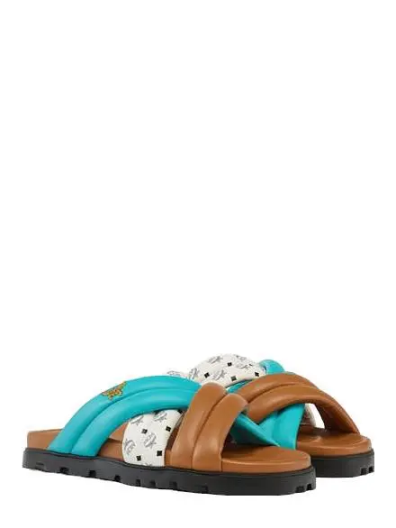 Mcm Monogram Cross Strap Sandals - Multi