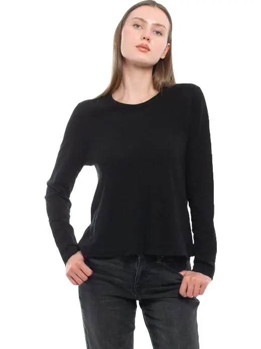 WILT CLOTHING Baby Fit Long Sleeve Shrunken Crew Top - Black