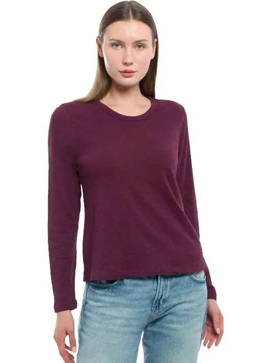 WILT CLOTHING Baby Fit Long Sleeve Shrunken Crew Top - Dark Fig