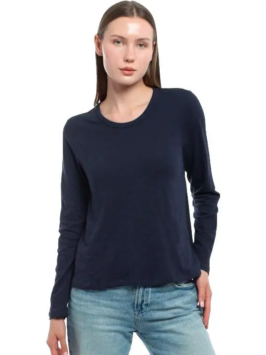 WILT CLOTHING Baby Fit Long Sleeve Shrunken Crew Top - Peacoat