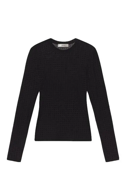 FRAME Swiss Dot Sheer Mesh Top - Black