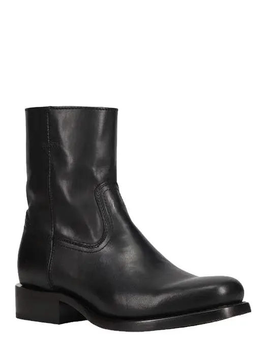 Frye Campus Leather Plain Toe Zip Boots - Black